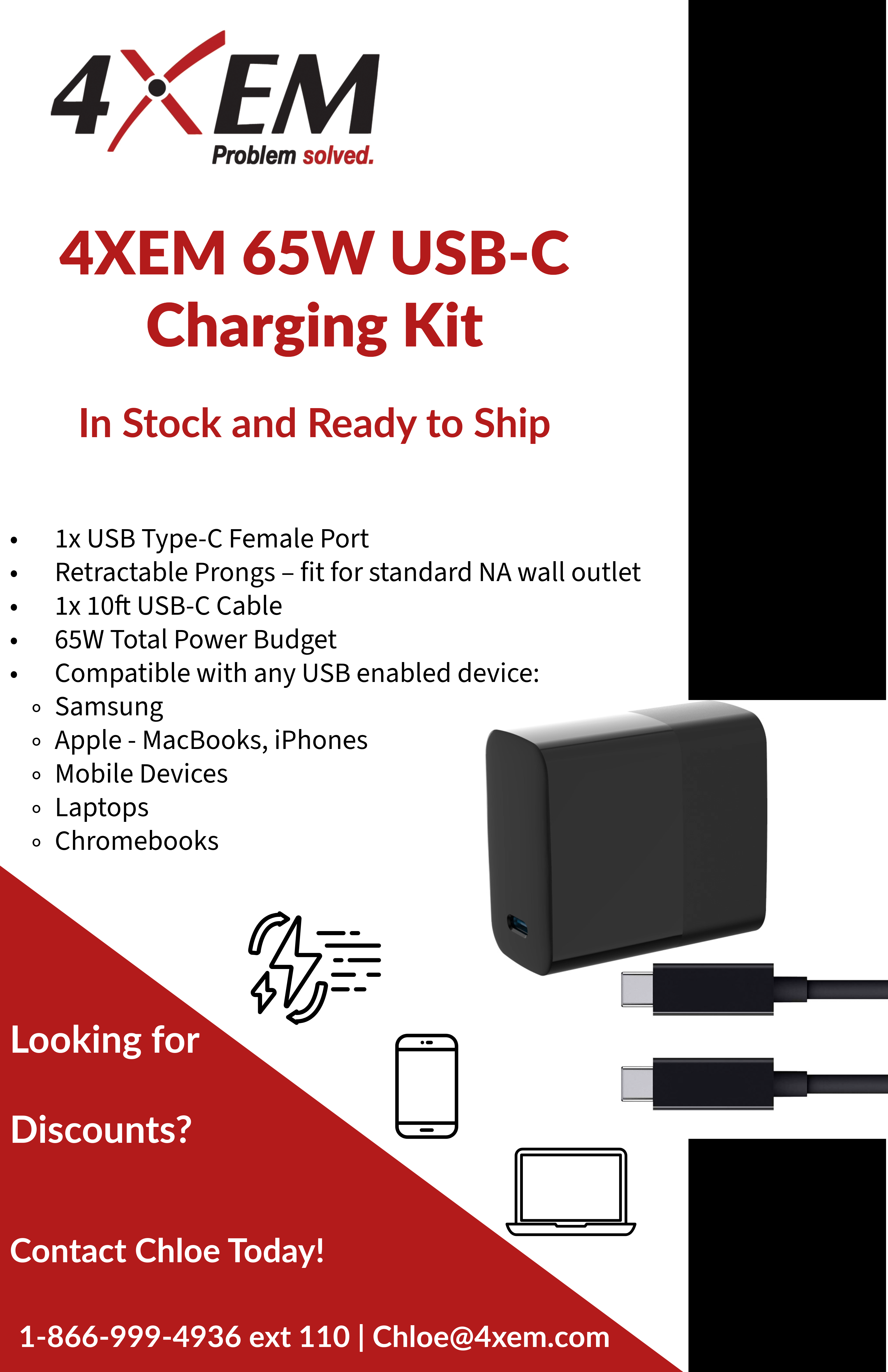 Product Spotlight: 4XEM 65W 10ft USB-C to USB-C Laptop GaN Charging Ki