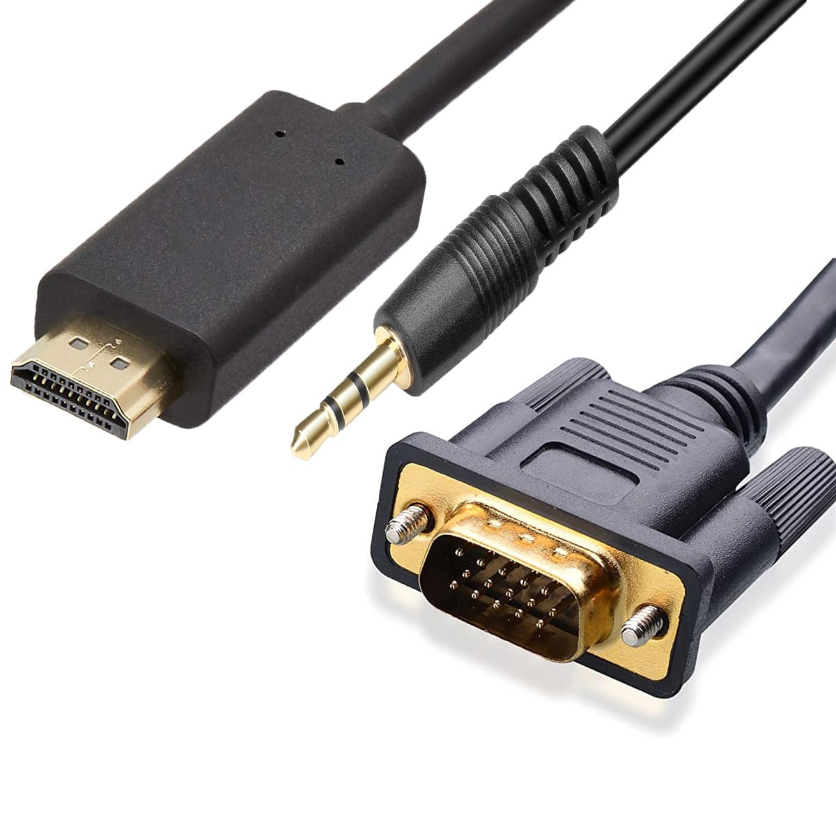 4XEM HDMI to VGA Adapter Cable With 3.5mm Audio Cable- 3FT Black